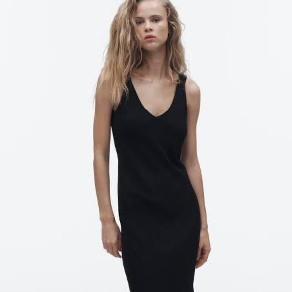 Zara | Dresses | Nwt Zara Ruched Strap Tank Dress Size Med Black | Poshmark
